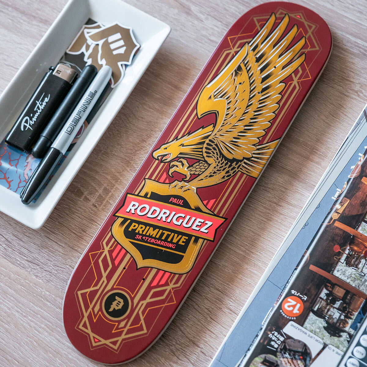 Primitive Eagle P Rod Burgundy 3.5" Mini Deck – World Of Wheelcraft