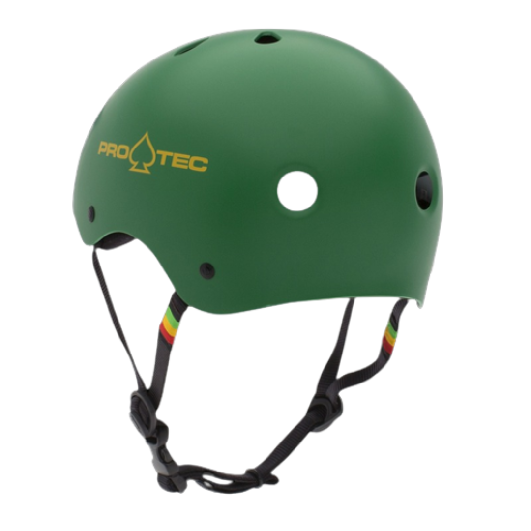 Pro-Tec Classic Matte Rasta Green Helmet – World Of Wheelcraft