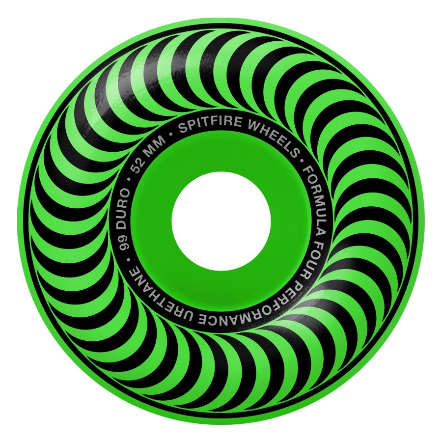 Spitfire Formula 4 Classic Swirl Neon Green 52mm 99d Skateboard Wheels ...