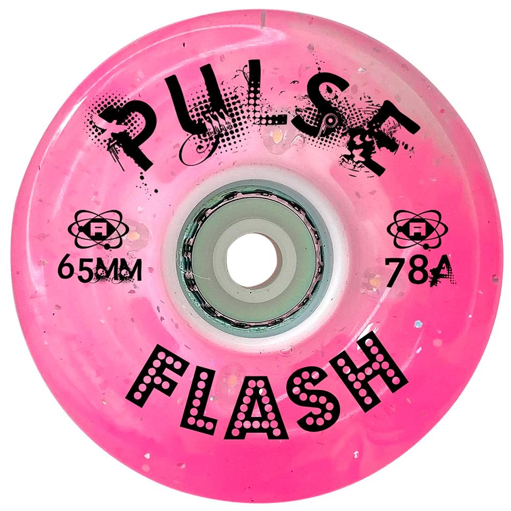 Atom Pulse Flash 65x37mm/78a Pink Glitter Rollerskate Wheels 4 Pack ...