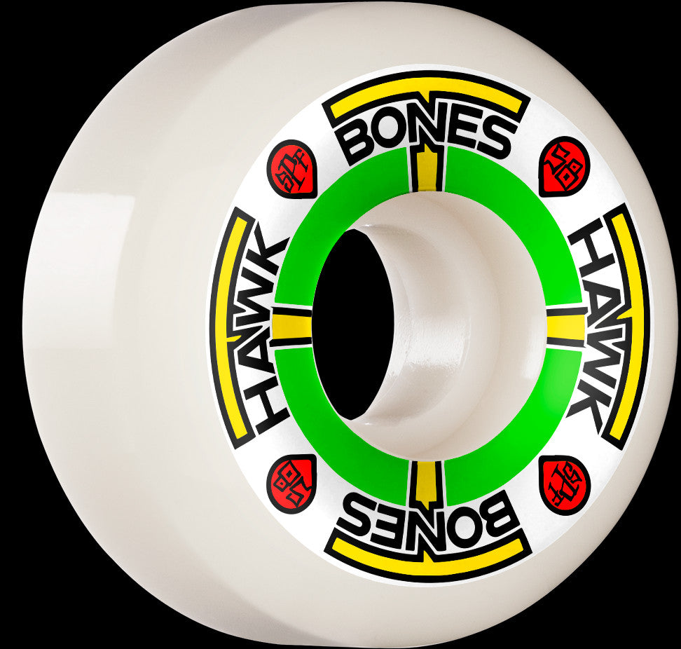 Bones SPF Hawk T-Bone White 58mm Wheels – World Of Wheelcraft