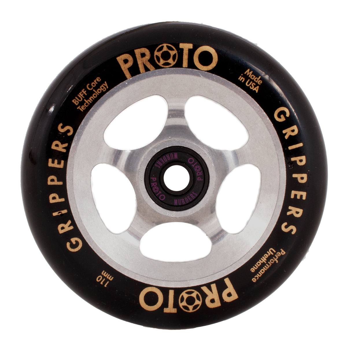 PROTO Classic Raw Sliders 110mm Black on Raw Scooter Wheel Single ...